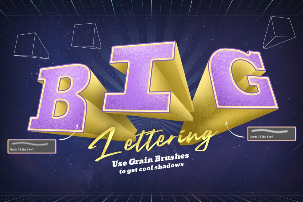 3D Lettering Grids and Brushes – MasterBundles