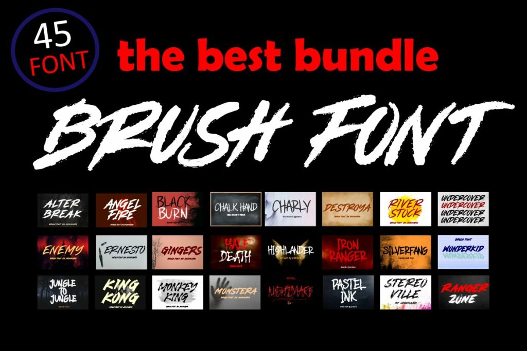 Brush Font Bundle 45 Fonts – MasterBundles