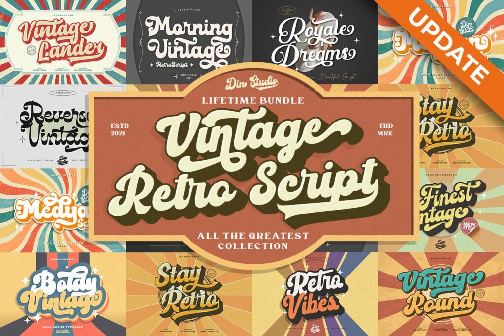Vintage Retro Script Font Bundle – MasterBundles