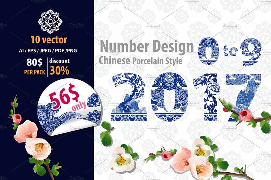 Number 0-9 Design in Chinese Style – MasterBundles