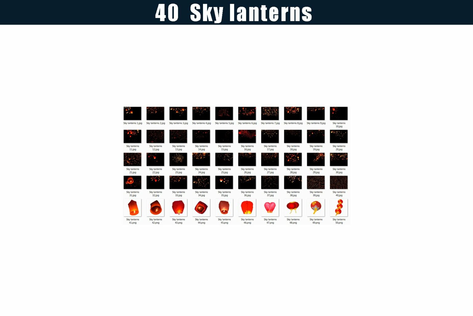 40 Sky lanterns overlays – MasterBundles