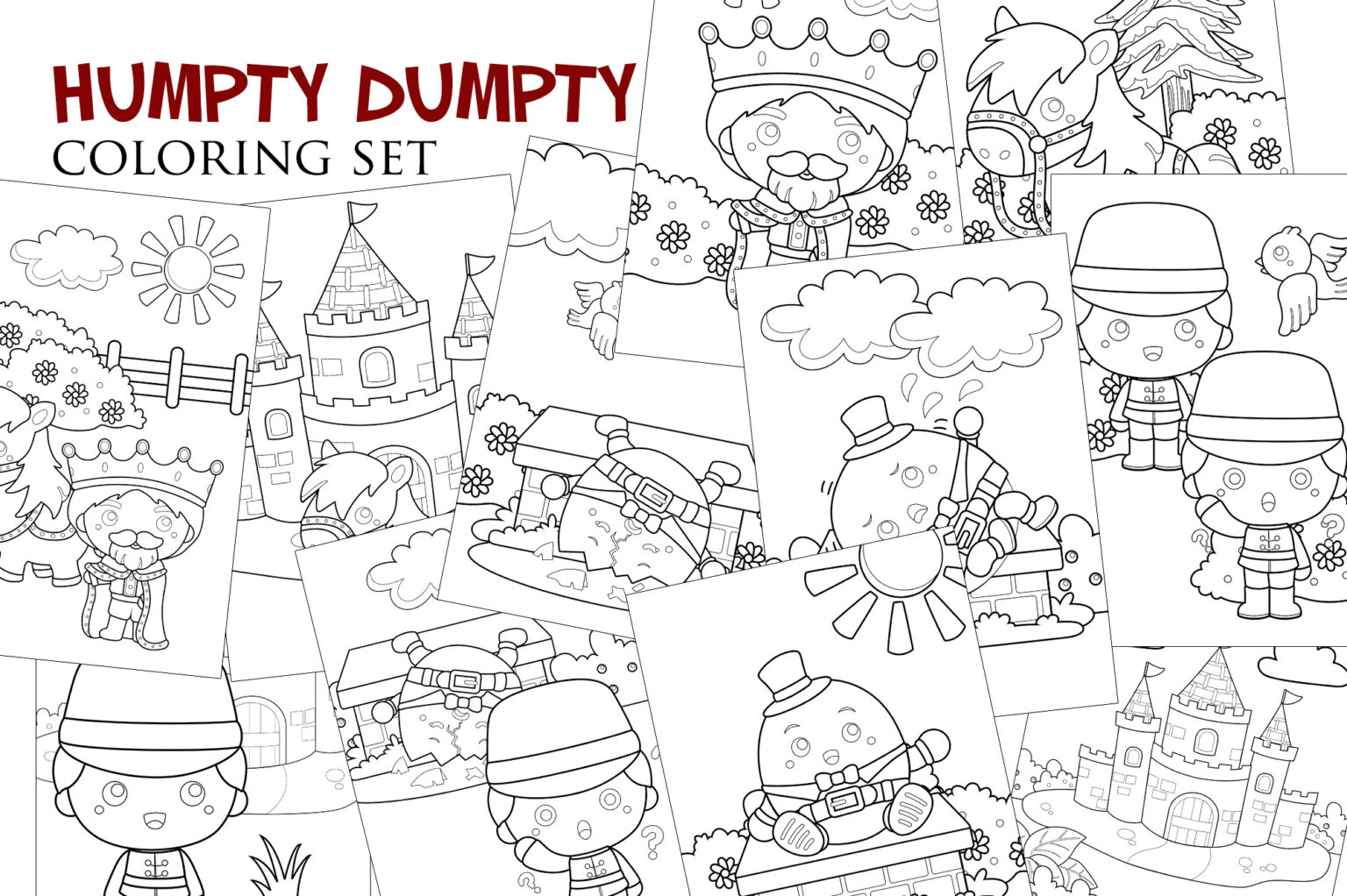 Humpty Dumpty Classic Song Rhymes Story Coloring Pages Activity For ...