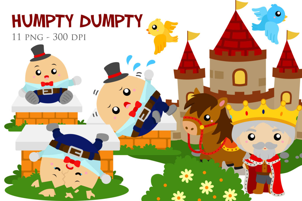 Humpty Dumpty Classic Story Rhymes Vector Clipart Illustrations ...