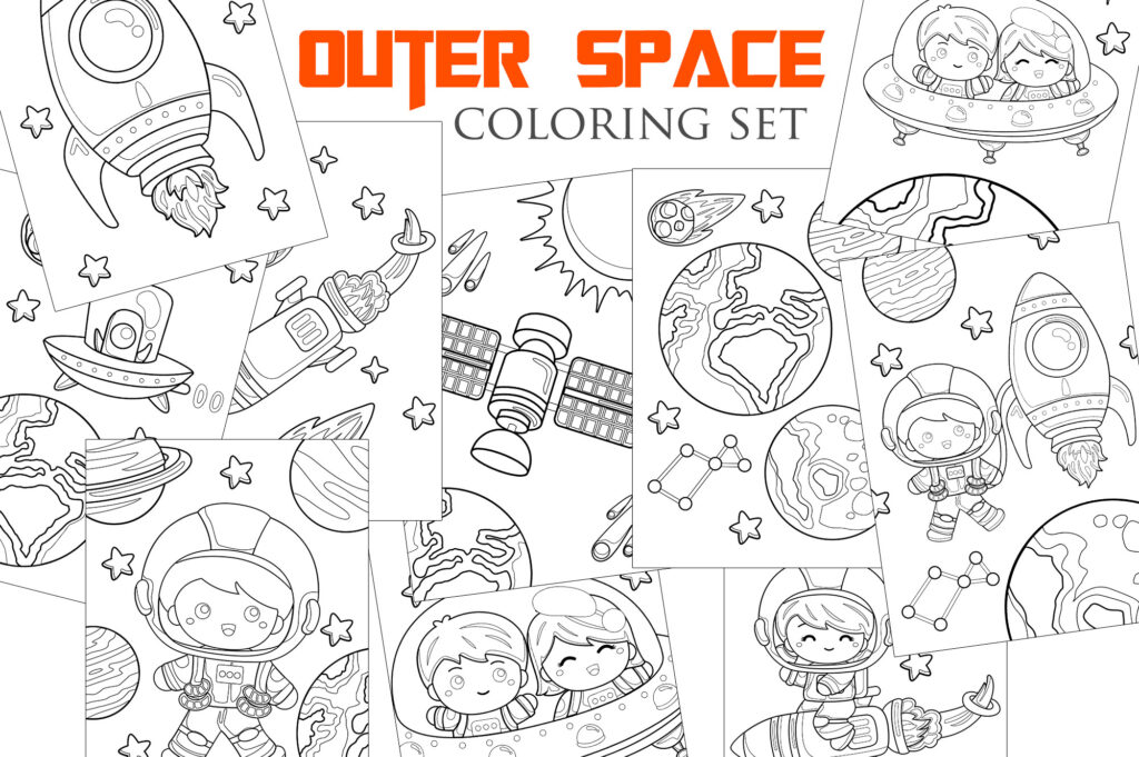 Solar System Outer Space Planet Astronaut Coloring Pages Activity For ...