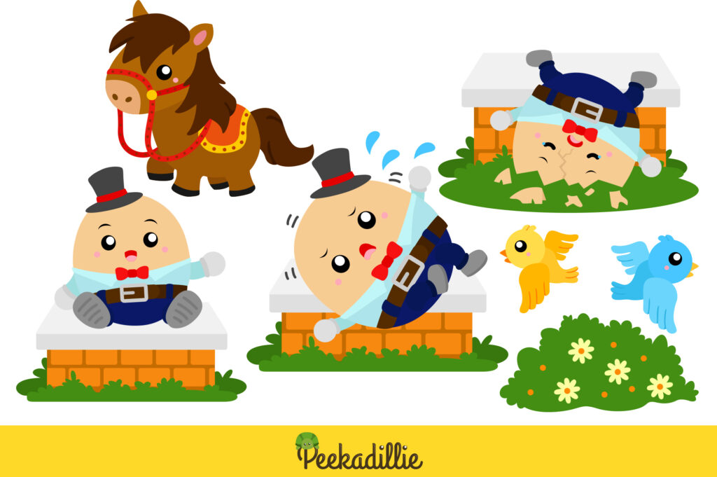 Humpty Dumpty Classic Story Rhymes Vector Clipart Illustrations ...