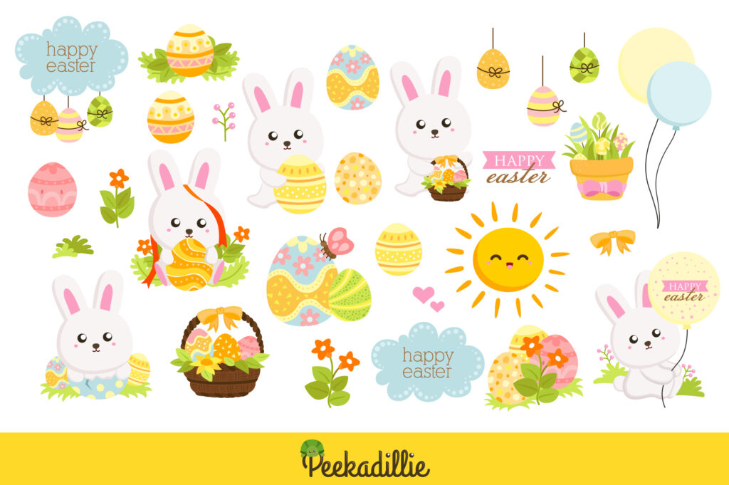 Easter Holiday Happy Easter Bunny Egg Rabbit Easter Vector Clipart ...