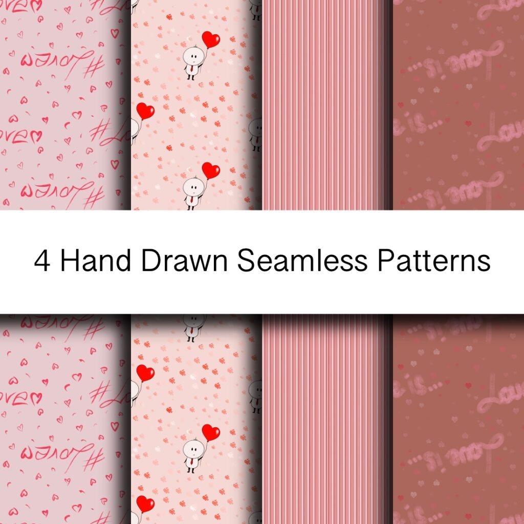 4 Love Seamless Patterns with Hearts - MasterBundles