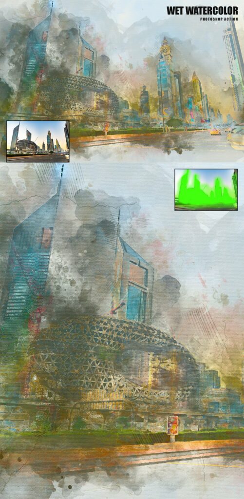 Wet Watercolor Photoshop Action – MasterBundles