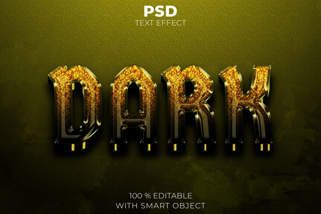 Dark 3D editable text effect – MasterBundles