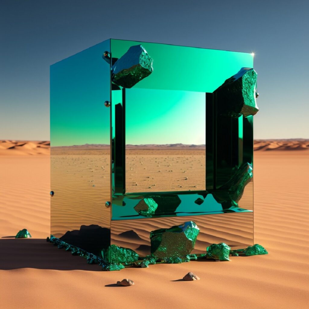 Mirror subjects in the desert. Abstraction. - MasterBundles