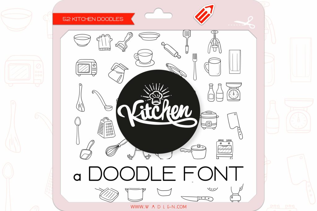 Kitchen Doodles - Dingbats Font – MasterBundles