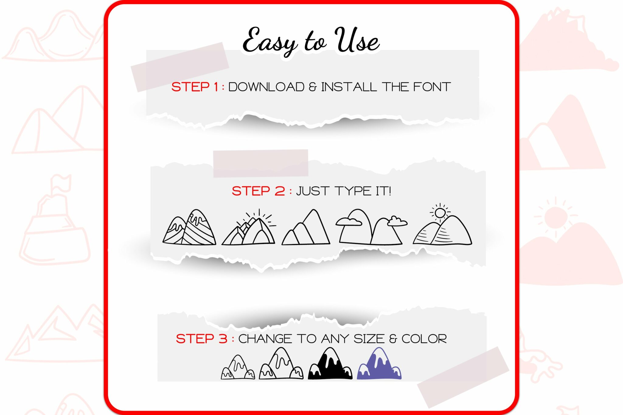 Mountain Doodles - Dingbats Font – MasterBundles