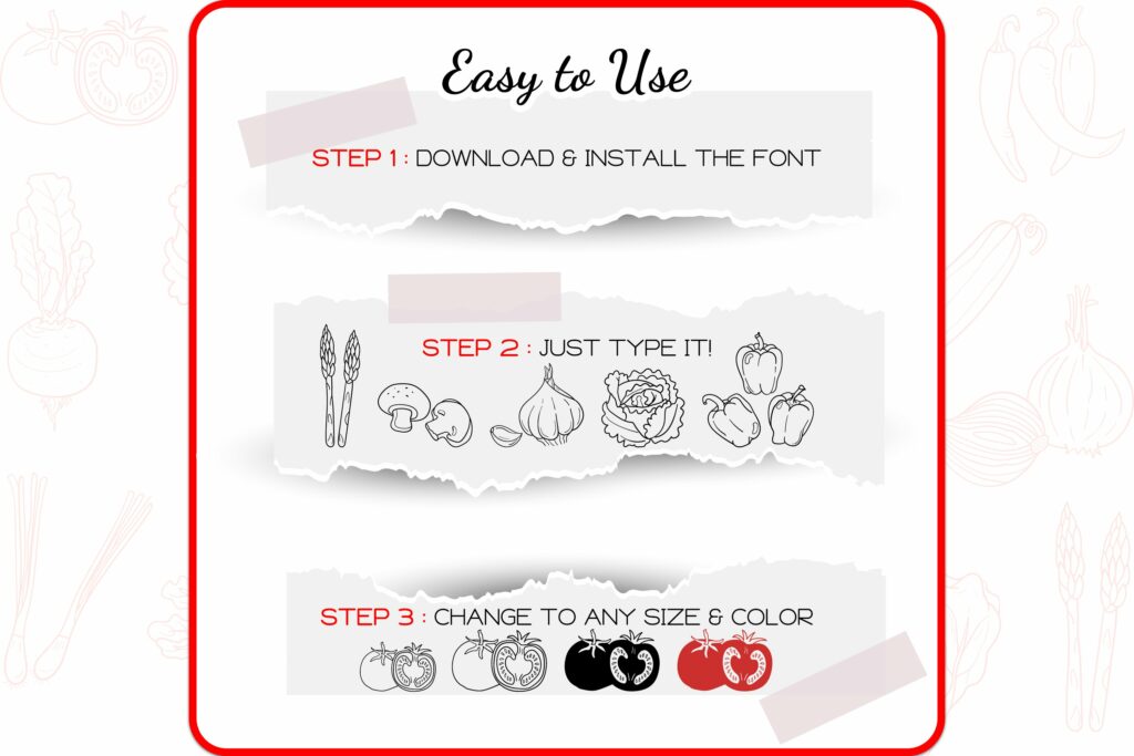 Vegetables Doodles - Dingbats Font – MasterBundles