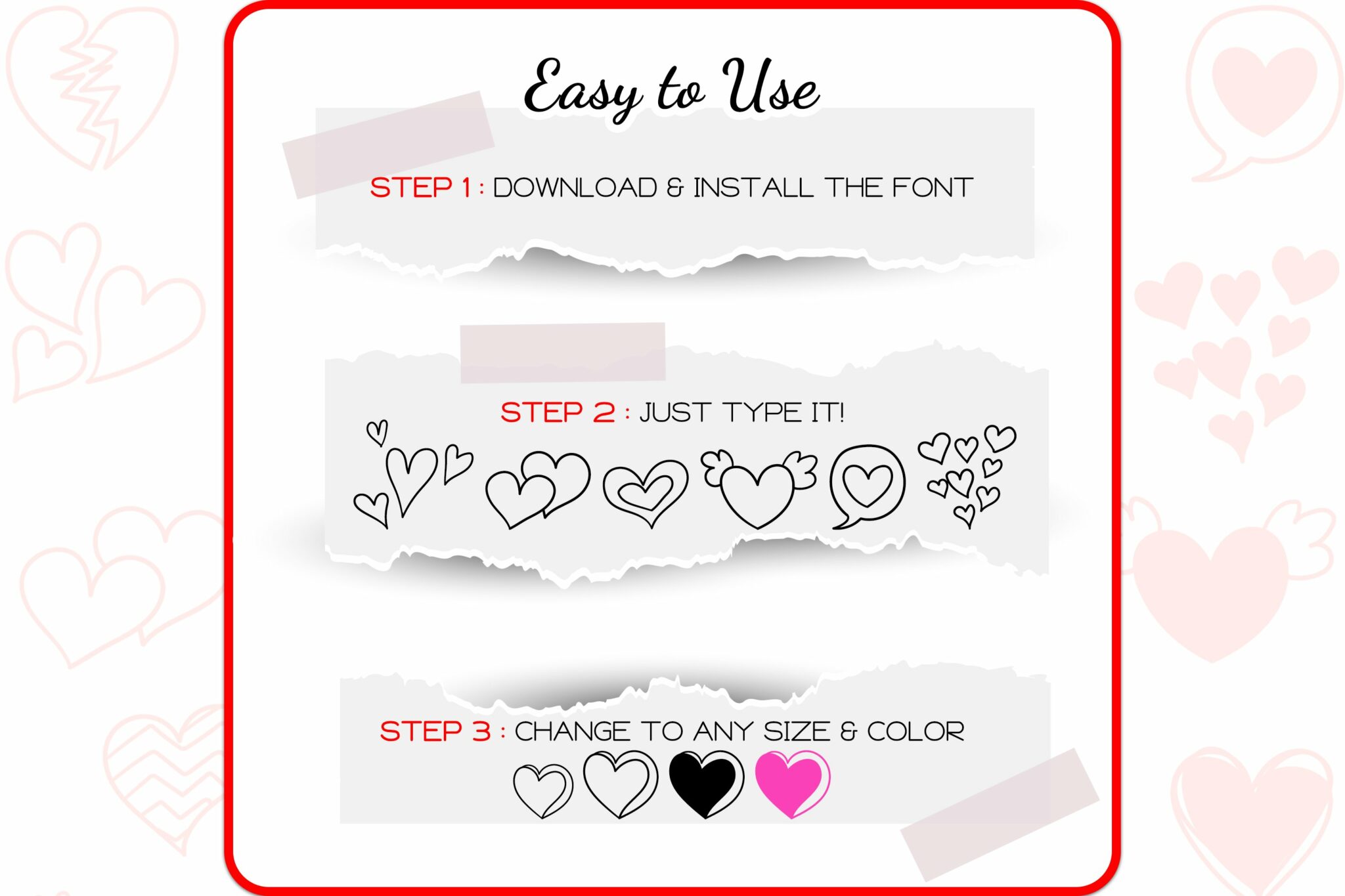 Heart Doodles - Dingbats Font – MasterBundles
