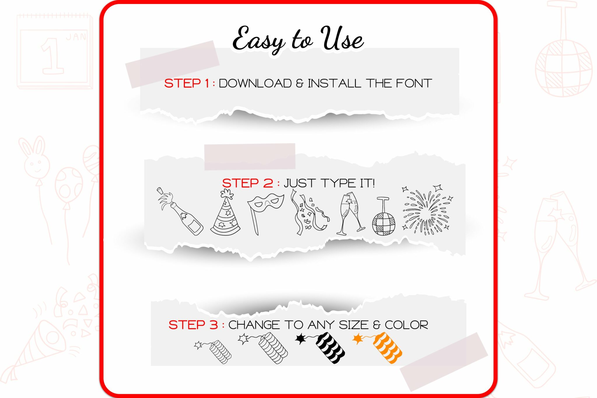 New Year Doodles - Dingbats Font – MasterBundles