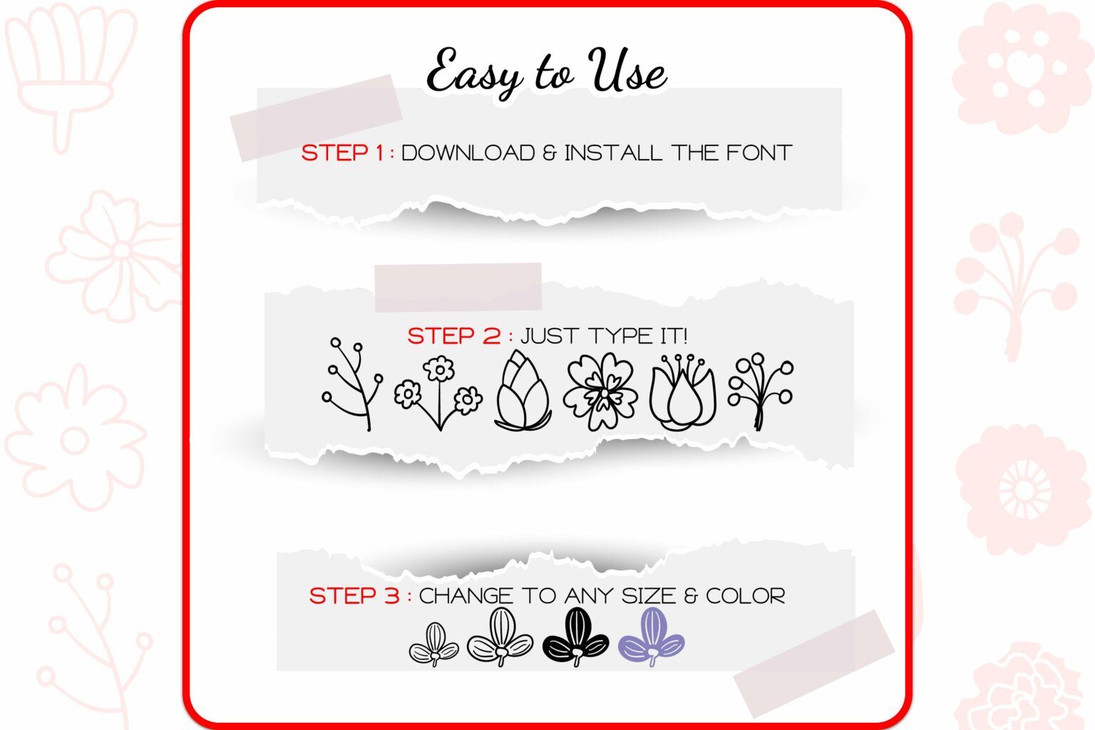 Flower Doodles - Dingbats Font – MasterBundles