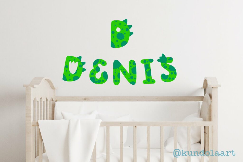 Dino green Font. Color cute dinosaur – MasterBundles