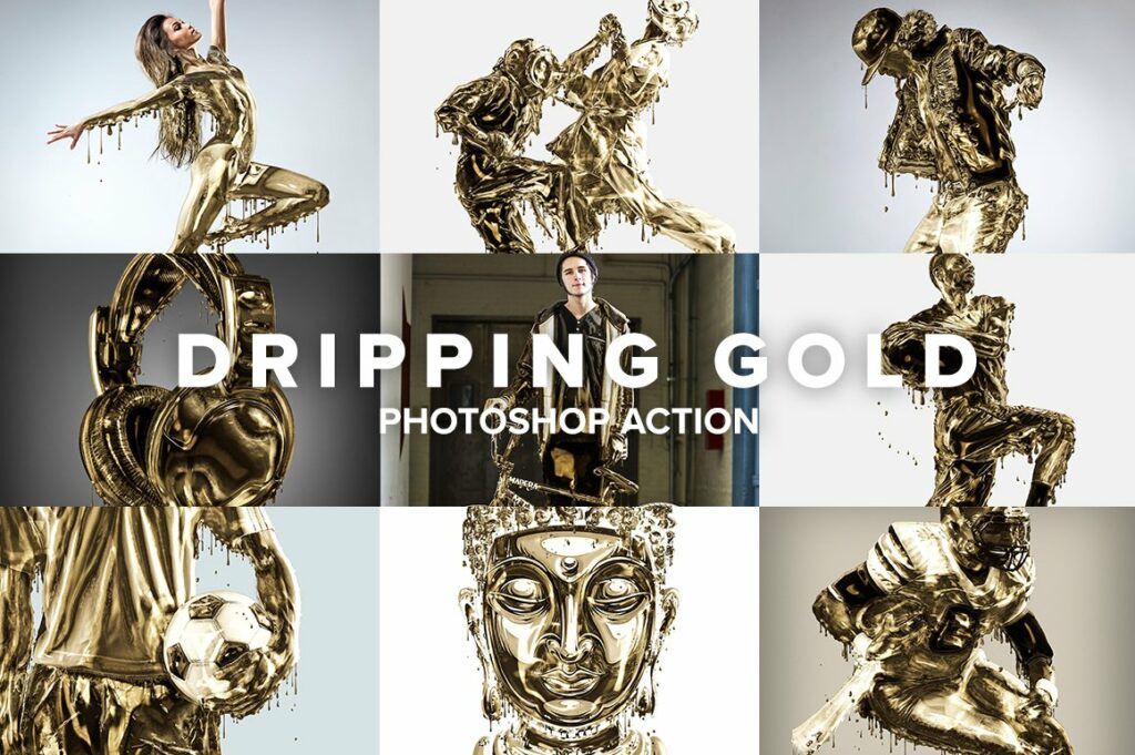 Dripping Gold Photoshop Action – MasterBundles