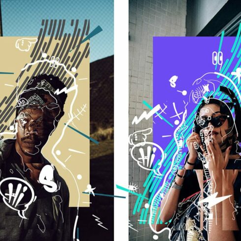 Scribble Doodle Collage PS Action – MasterBundles