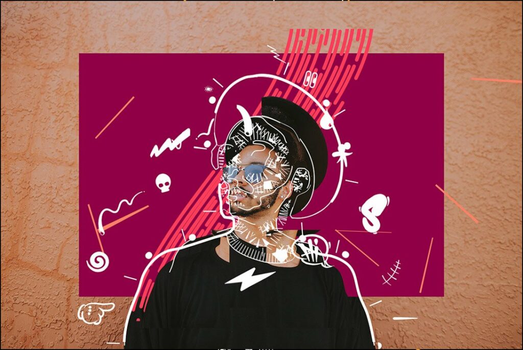 Scribble Doodle Collage PS Action – MasterBundles