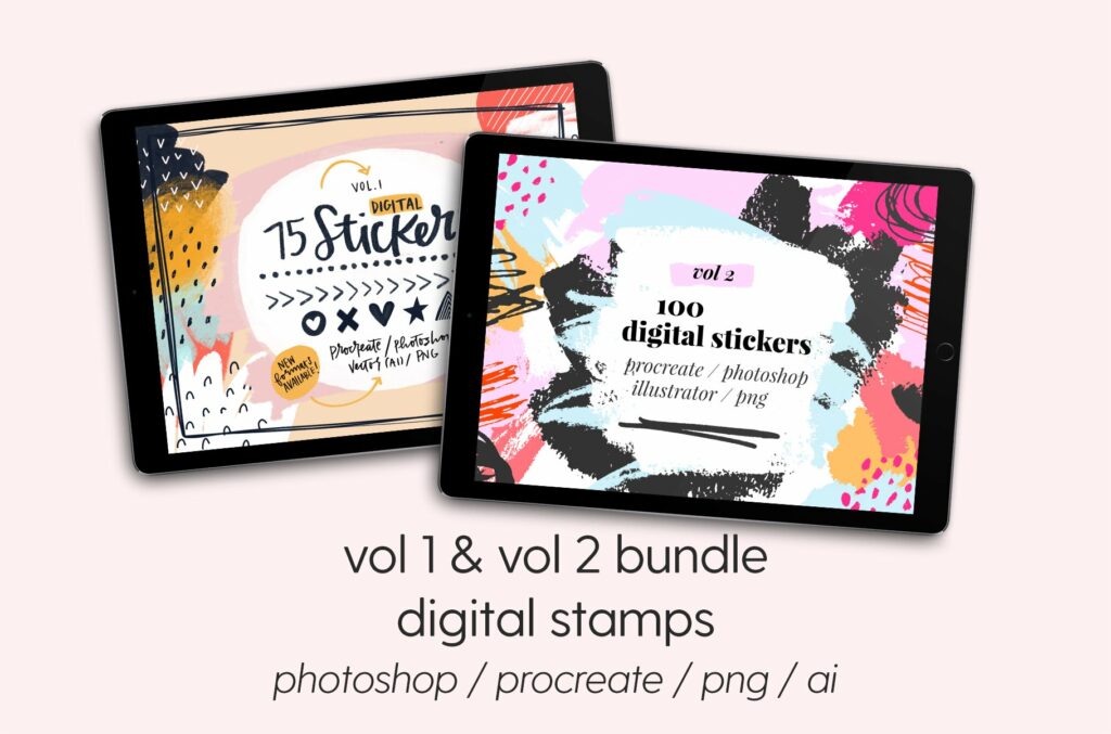 Vol 1 & 2 Brush Stamp Stickers – MasterBundles