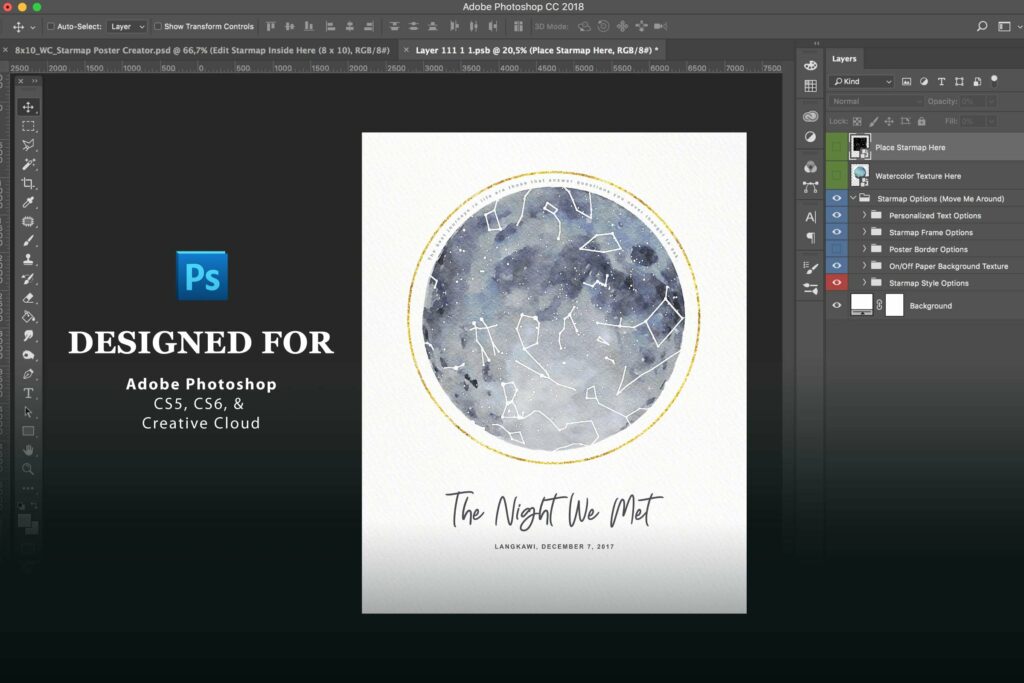 Watercolor Starmap Poster Creator Masterbundles