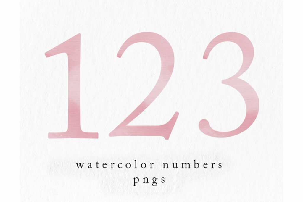 Pink Watercolor Numbers, PNGs – MasterBundles