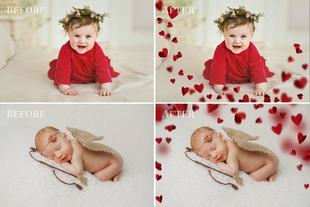 Falling Paper Hearts photo overlays – MasterBundles