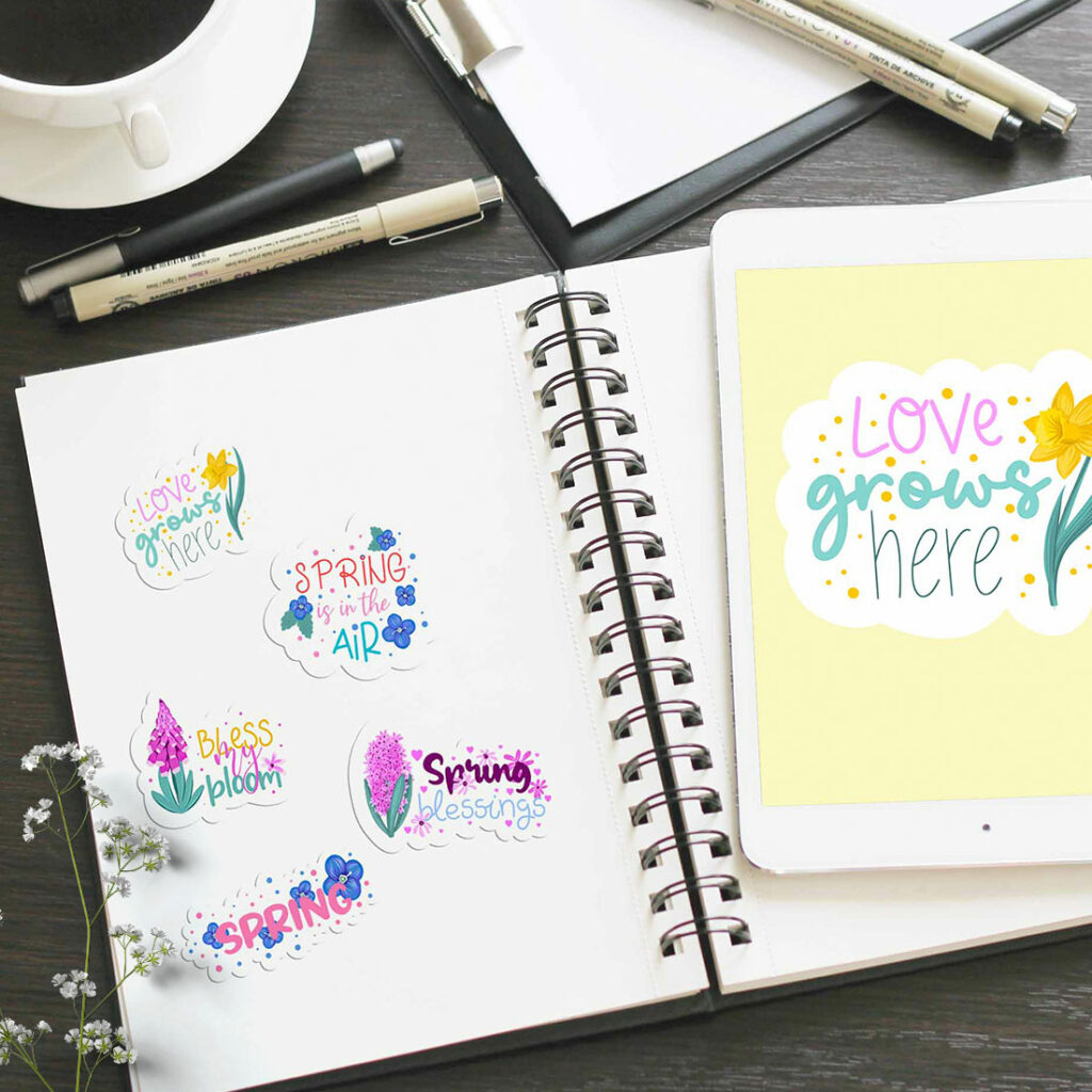 Spring sticker bundle | 6 png sticker design - MasterBundles