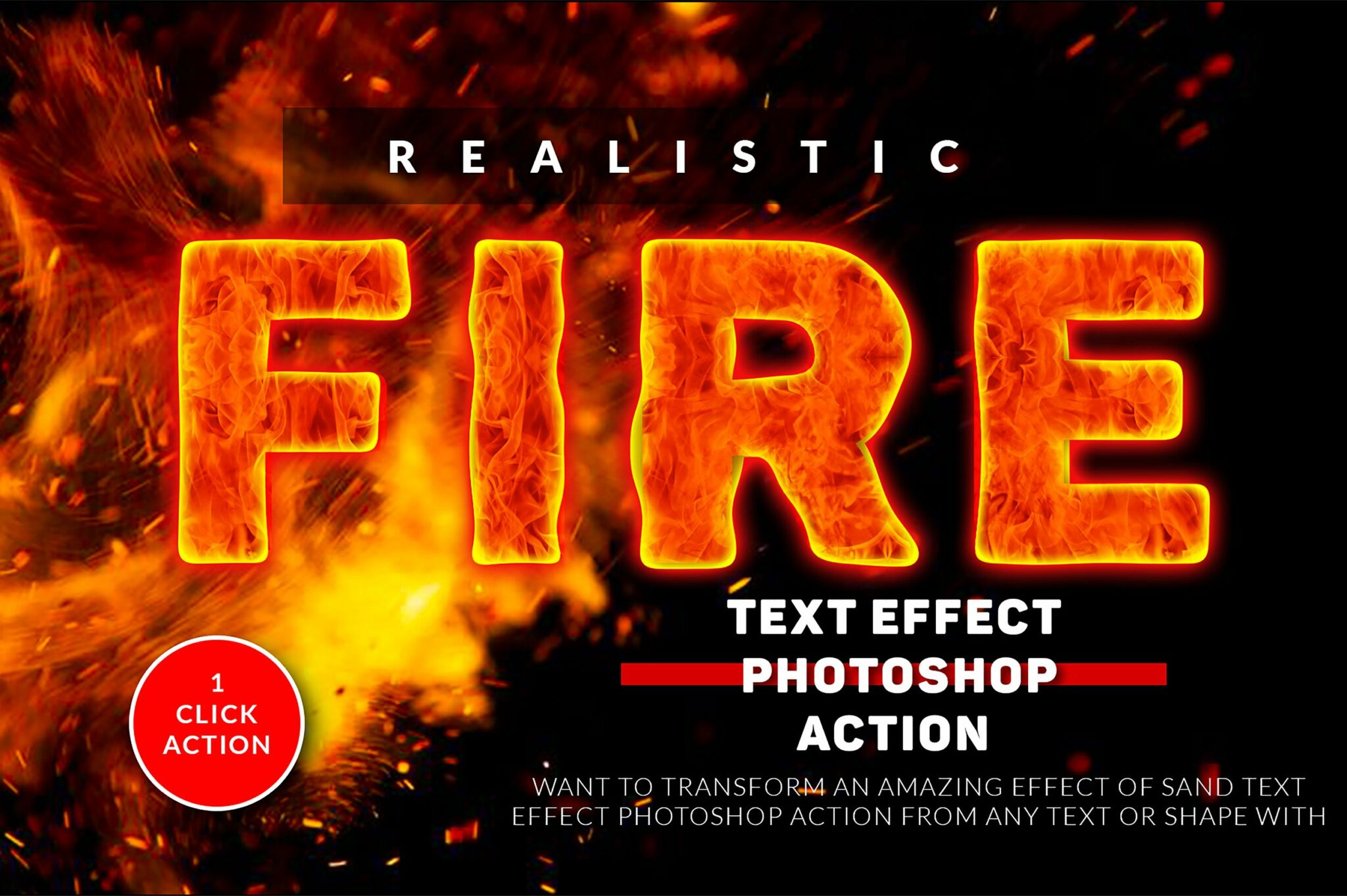 Fire Text Effect Photoshop Action – MasterBundles