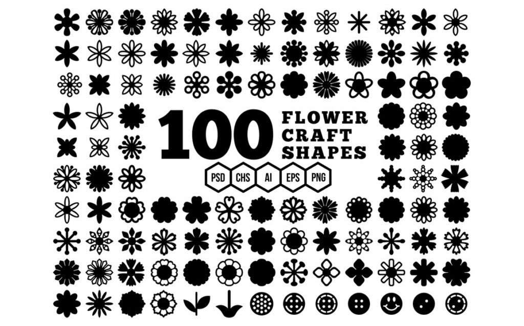 100 Flower Craft Shapes – MasterBundles