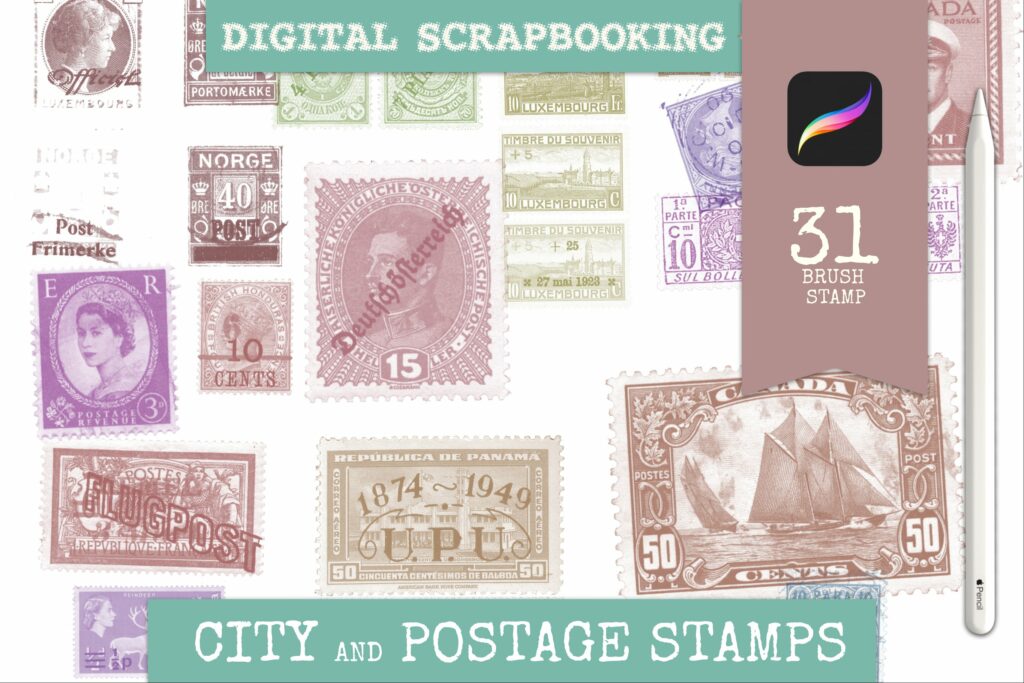 Postage stamps Procreate – MasterBundles
