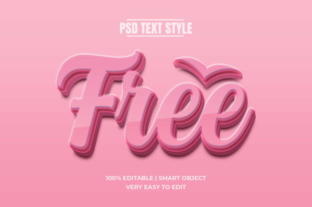 Pink Free 3D Text Effect PSD Mockup – MasterBundles