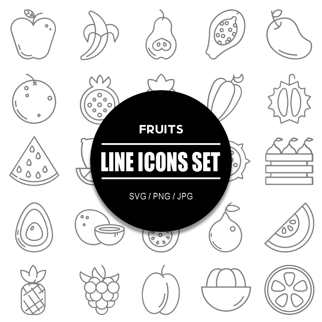 Fruits Line Icon Set - MasterBundles