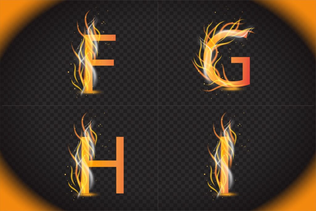 Fire Alphabet Letters Design – MasterBundles