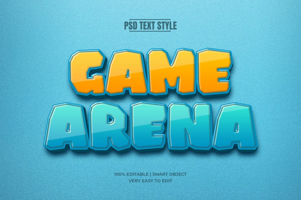 Game Arena 3D Text Effect Mockup PSD – MasterBundles