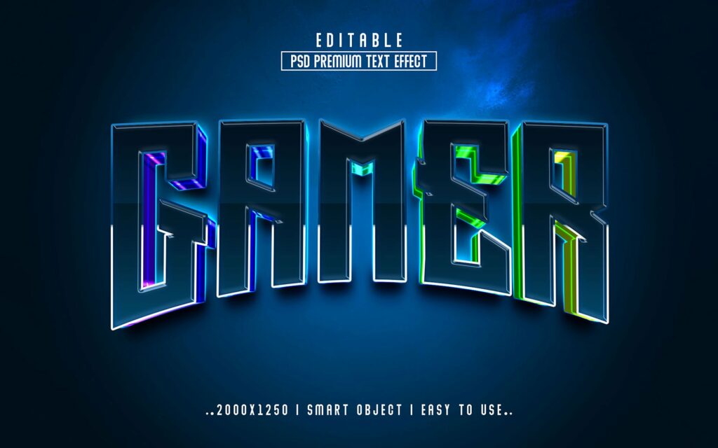 Gamer 3D Editable Text Effect Style – MasterBundles