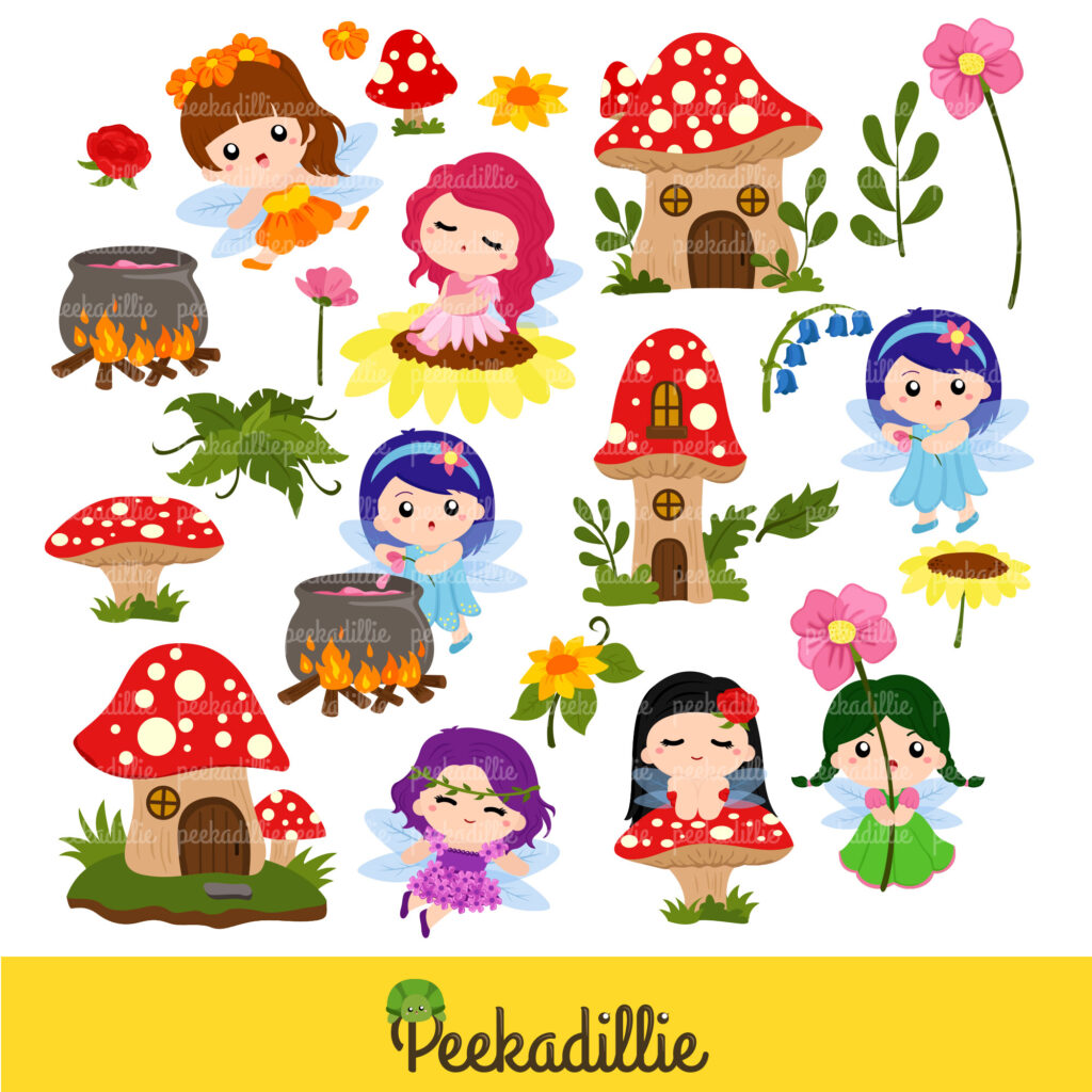 Garden Fairies Spring Fairy Angel Wings Vector Clipart Illustrations ...