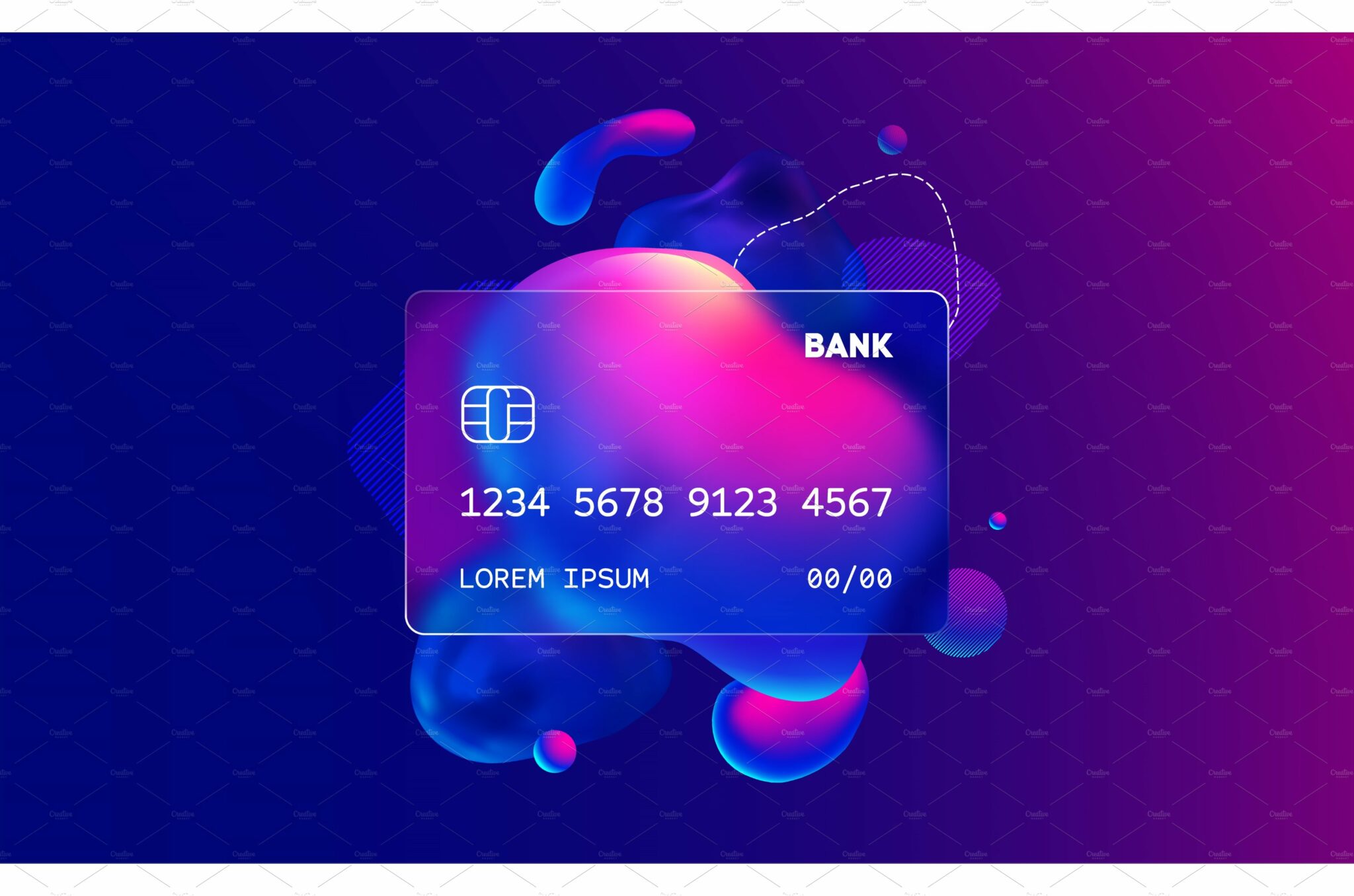 Glass morphism credit card template – MasterBundles