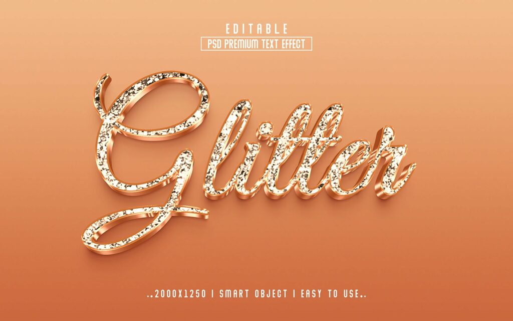 Glitter 3D Editable psd Text Effect – MasterBundles