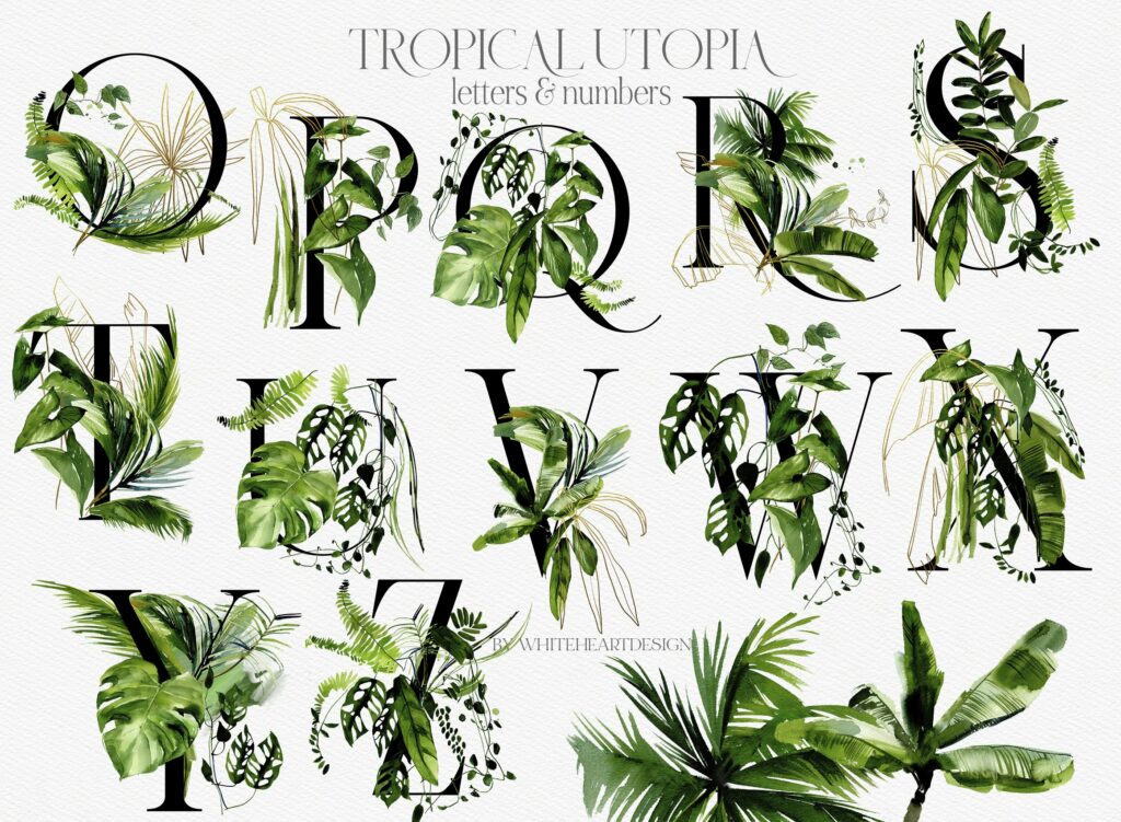 Tropical Greenery Watercolor Clipart – MasterBundles