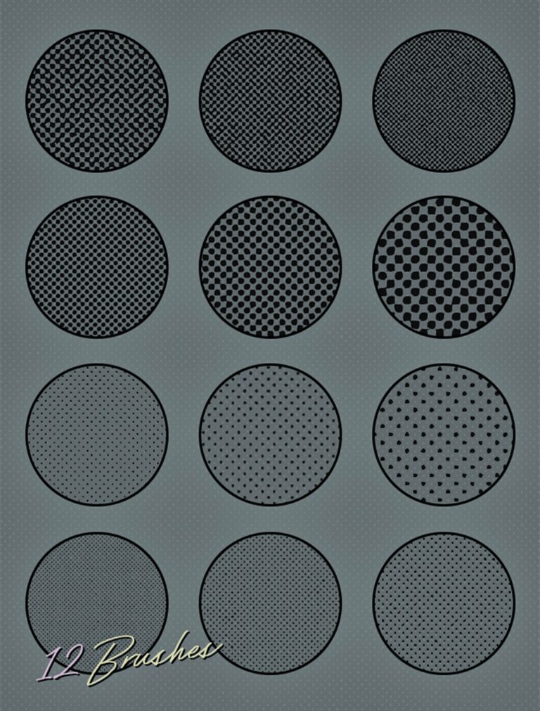 12 Halftone Texture Brushes – MasterBundles