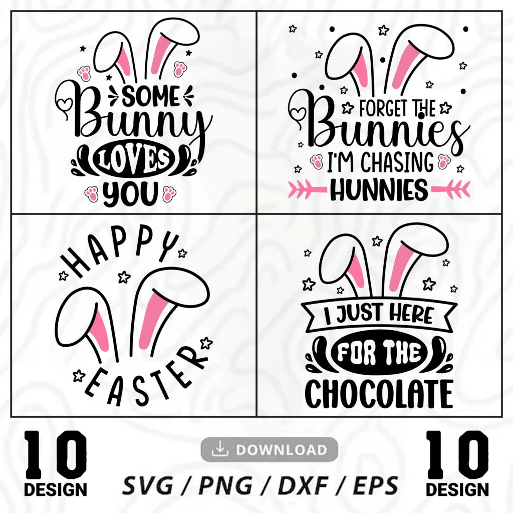 10 Happy Easter Day Svg T-Shirt Design Bundle, Easter Quotes Svg, Happy ...