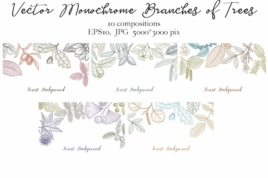 Vector Monochrome Branches of Trees – MasterBundles