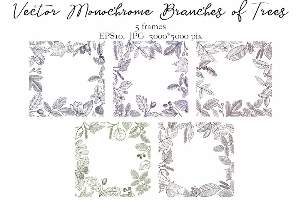 Vector Monochrome Branches of Trees – MasterBundles