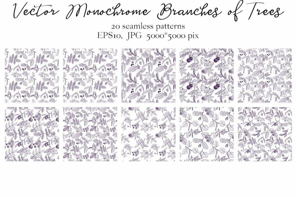 Vector Monochrome Branches of Trees – MasterBundles