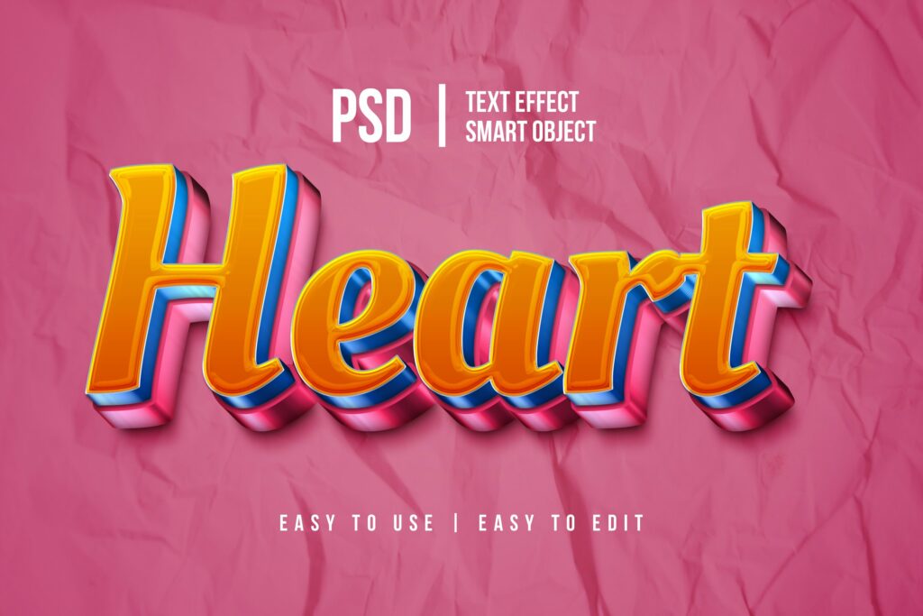 editable text effect heart word – MasterBundles