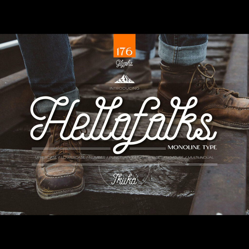 Hellofolks - Monoline Typeface - MasterBundles