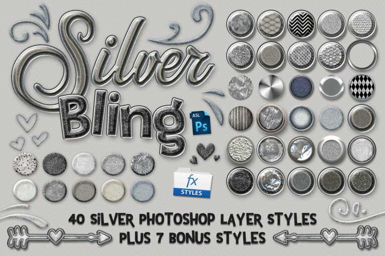Silver Bling Photoshop Layer Styles – MasterBundles