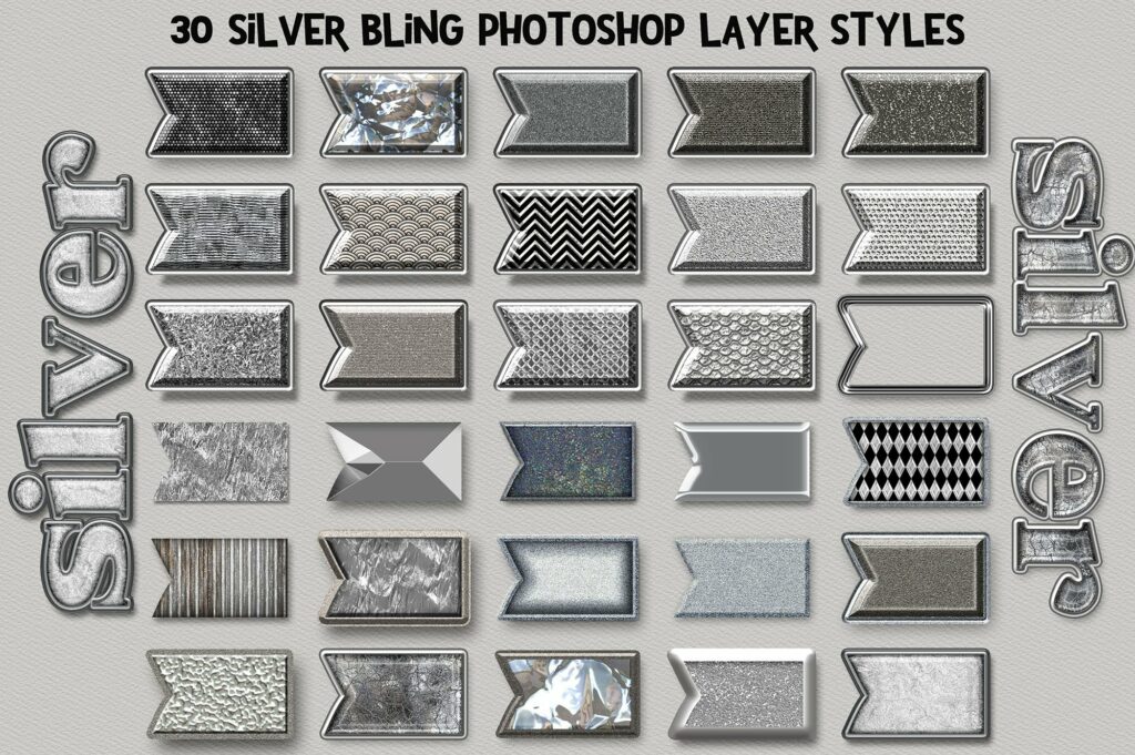 Silver Bling Photoshop Layer Styles – MasterBundles